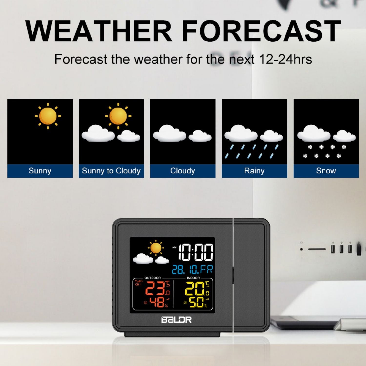 Atomic Alarm Clock with Projection Display – Brookstone