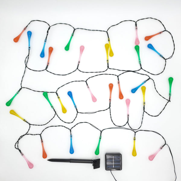 Solar Powered Water Drop String Lights - Multicolor | Brookstone