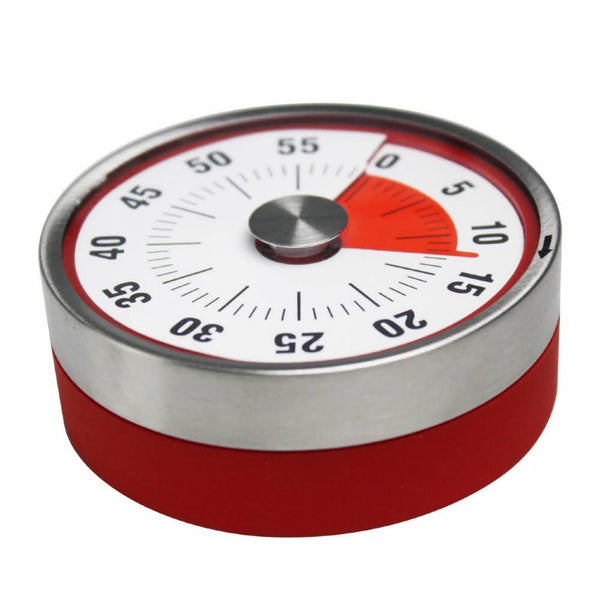 BALDR Mechanical Timer With Magnet - Stainless Steel/Red | Brookstone