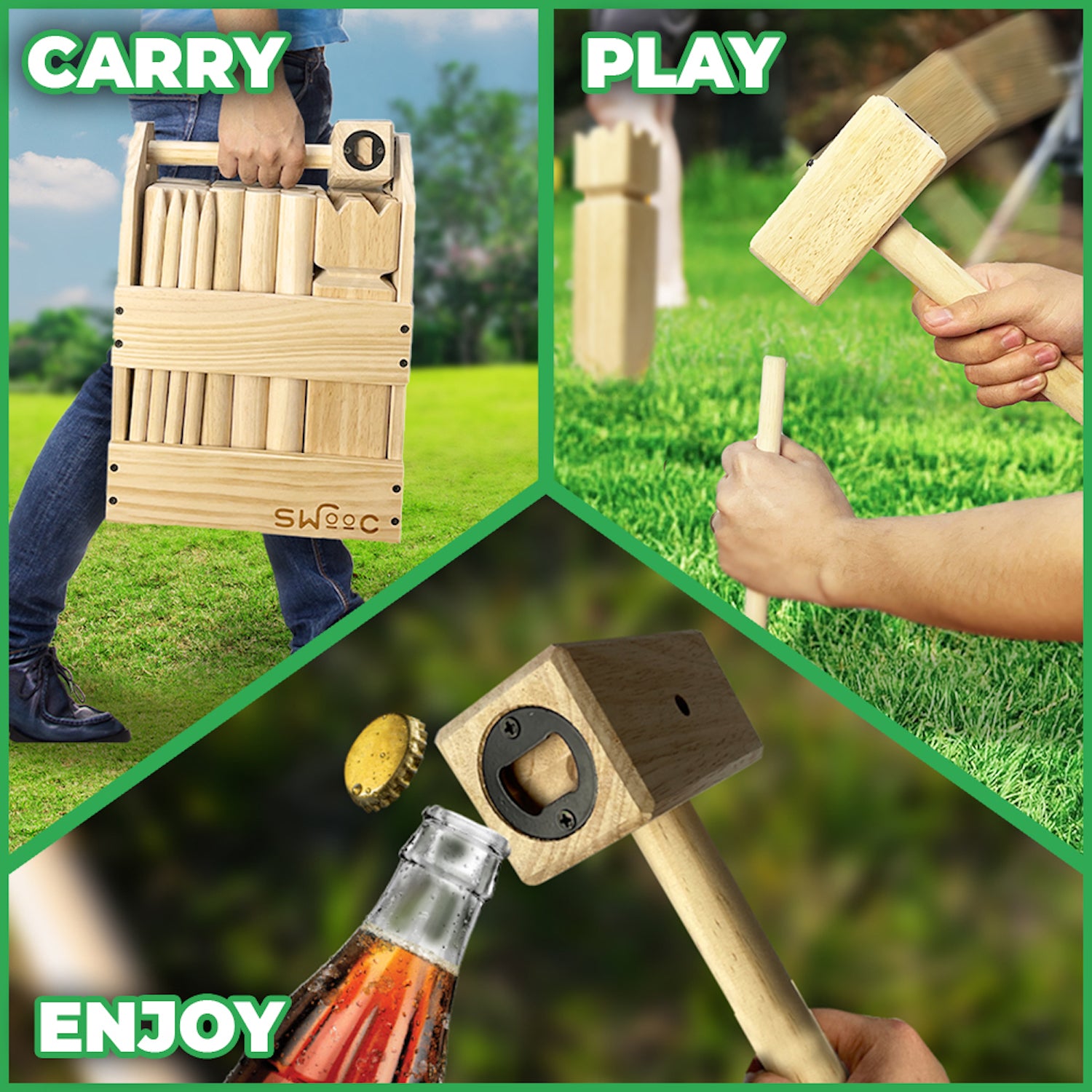 Family Game Kubb Viking Chess Yard Game Set - Complete Rubberwood Kit ...